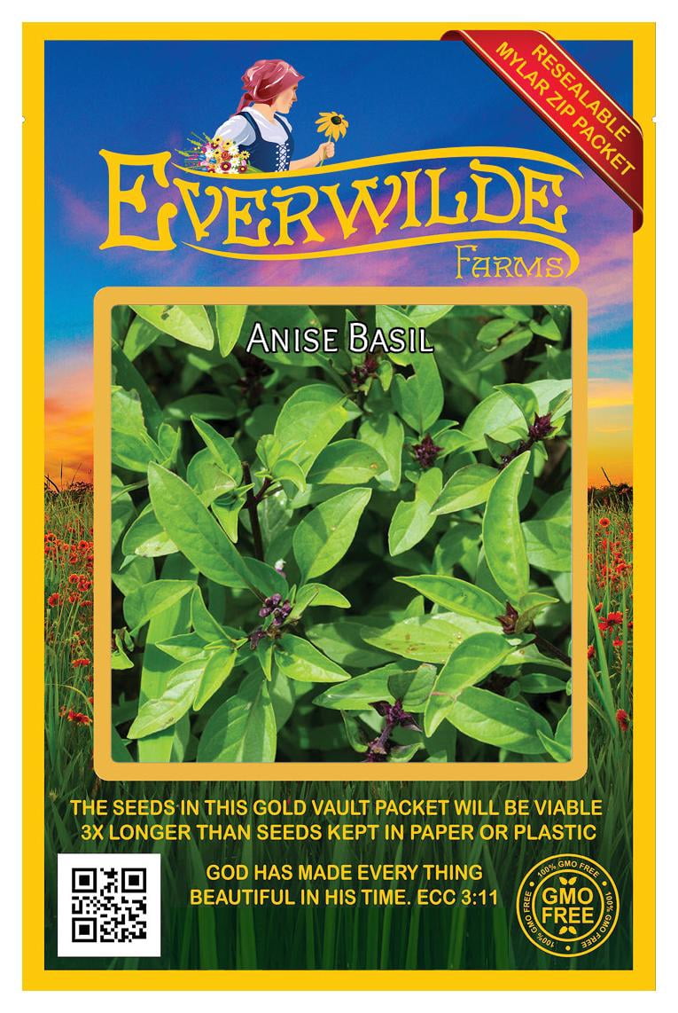 Everwilde Farms - 2000 Anise Basil Herb Seeds - Gold Vault Jumbo Bulk ...