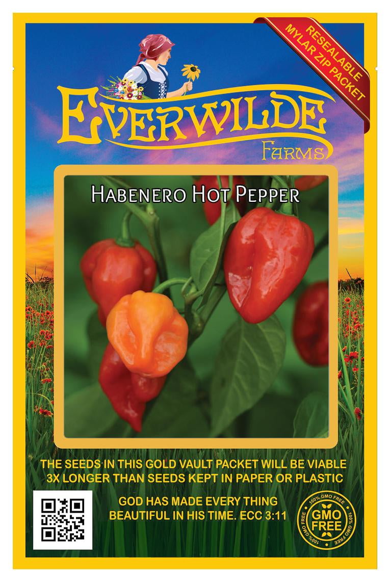Everwilde Farms - 25 Habenero Hot Pepper Seeds - Gold Vault Seed Packet ...