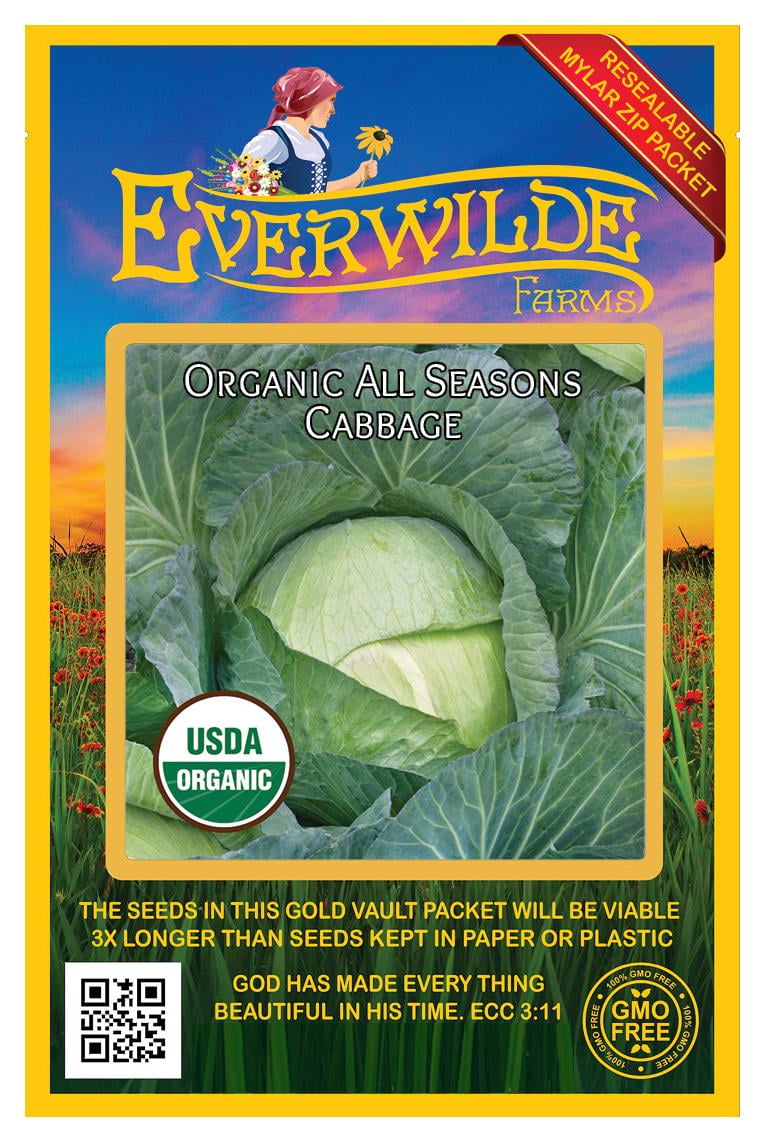 Everwilde Farms - 250 Organic All Seasons Cabbage Seeds - Gold Vault ...