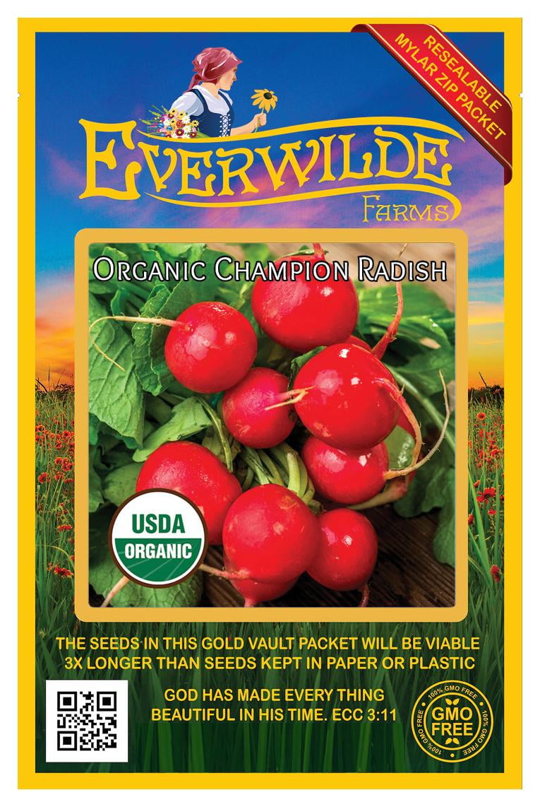 Everwilde Farms - 250 Organic Champion Radish Seeds - Gold Vault Jumbo ...