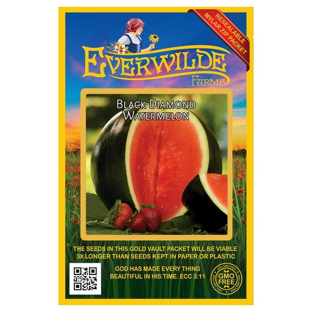 Everwilde Farms Black Diamond Watermelon Seeds for Planting - 40 Seeds ...