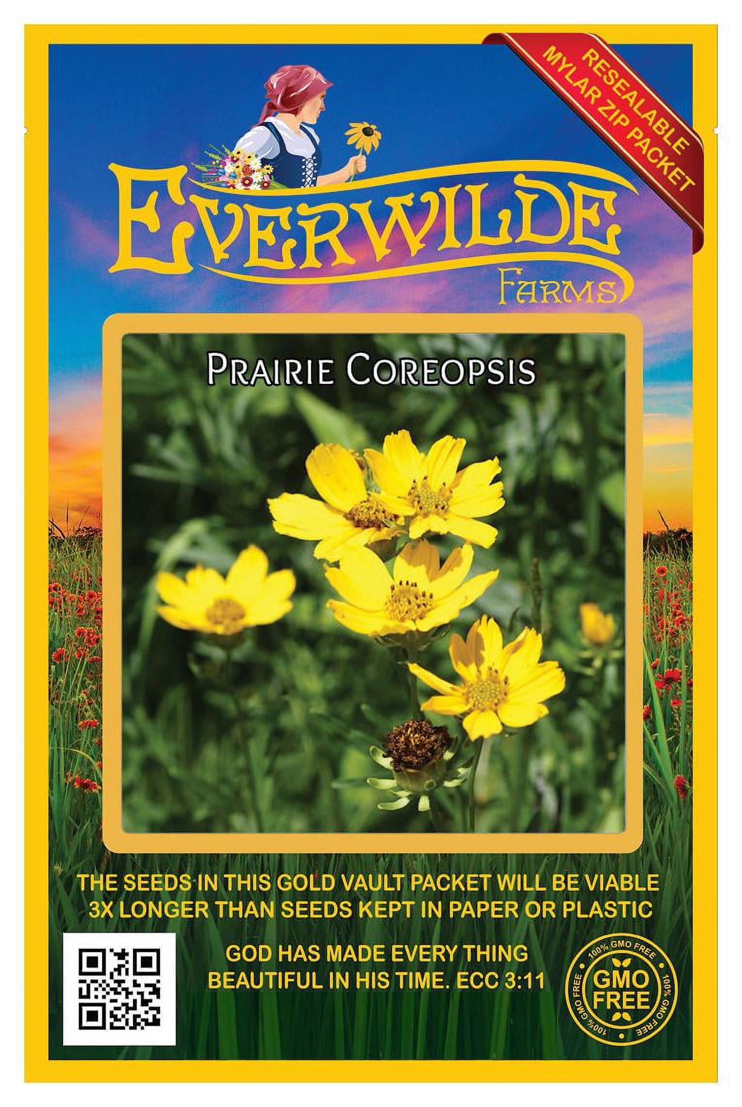 Everwilde Farms - 40 Prairie Coreopsis Native Wildflower Seeds - Gold ...