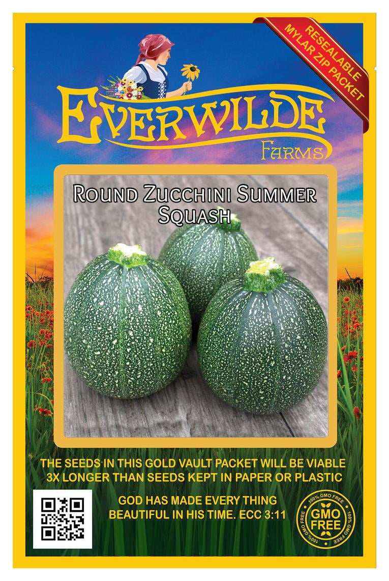 Everwilde Farms 40 Round Zucchini Plant Seeds, Open Pollinated Heirloom ...