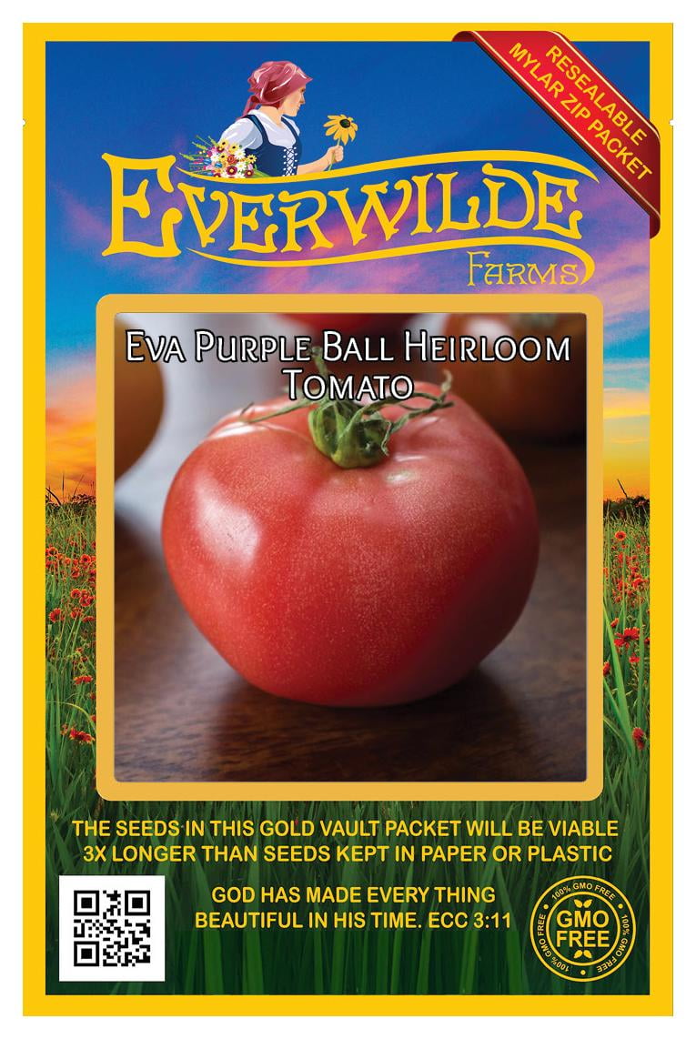 Everwilde Farms - 50 Eva Purple Ball Heirloom Tomato Seeds - Gold Vault ...