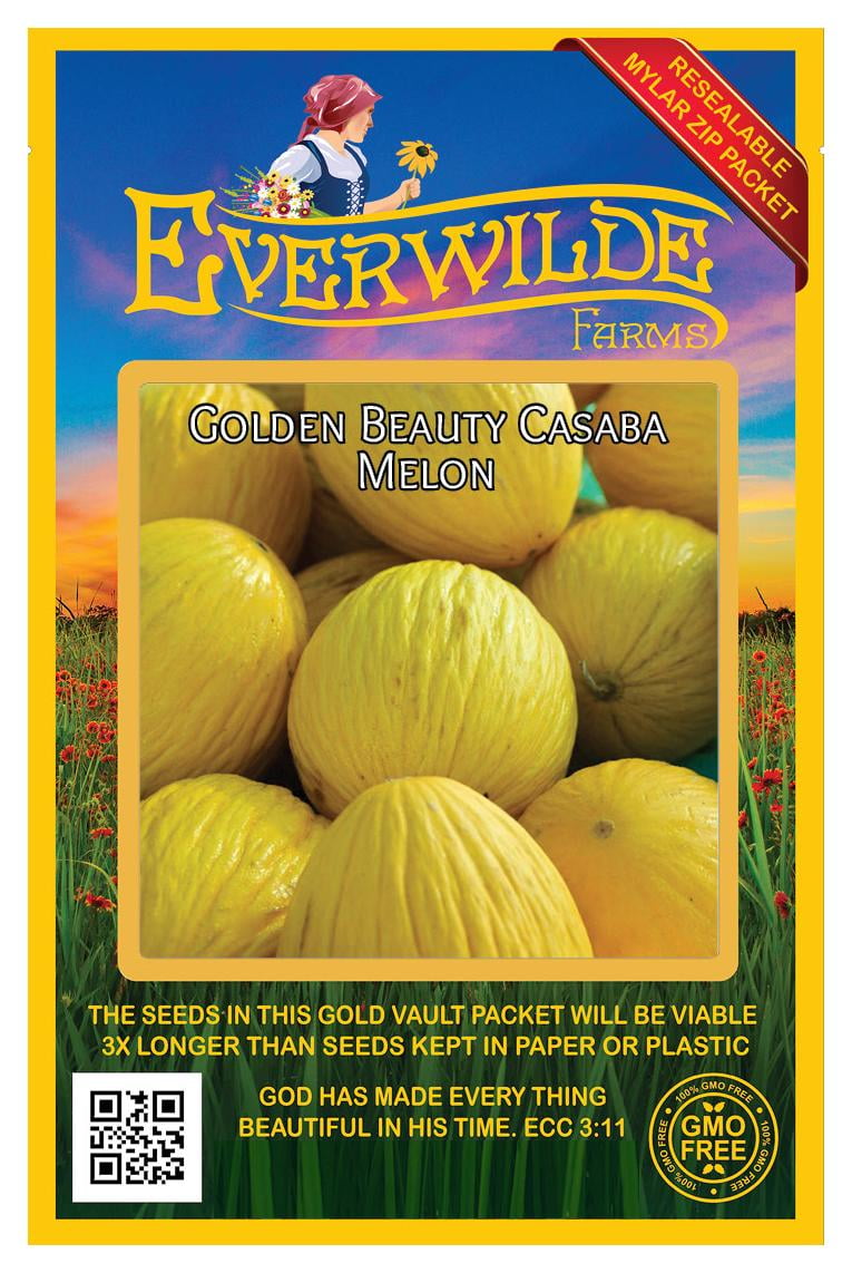 Everwilde Farms - 50 Golden Beauty Casaba Melon Seeds - Gold Vault Jumbo Bulk Seed Packet ...