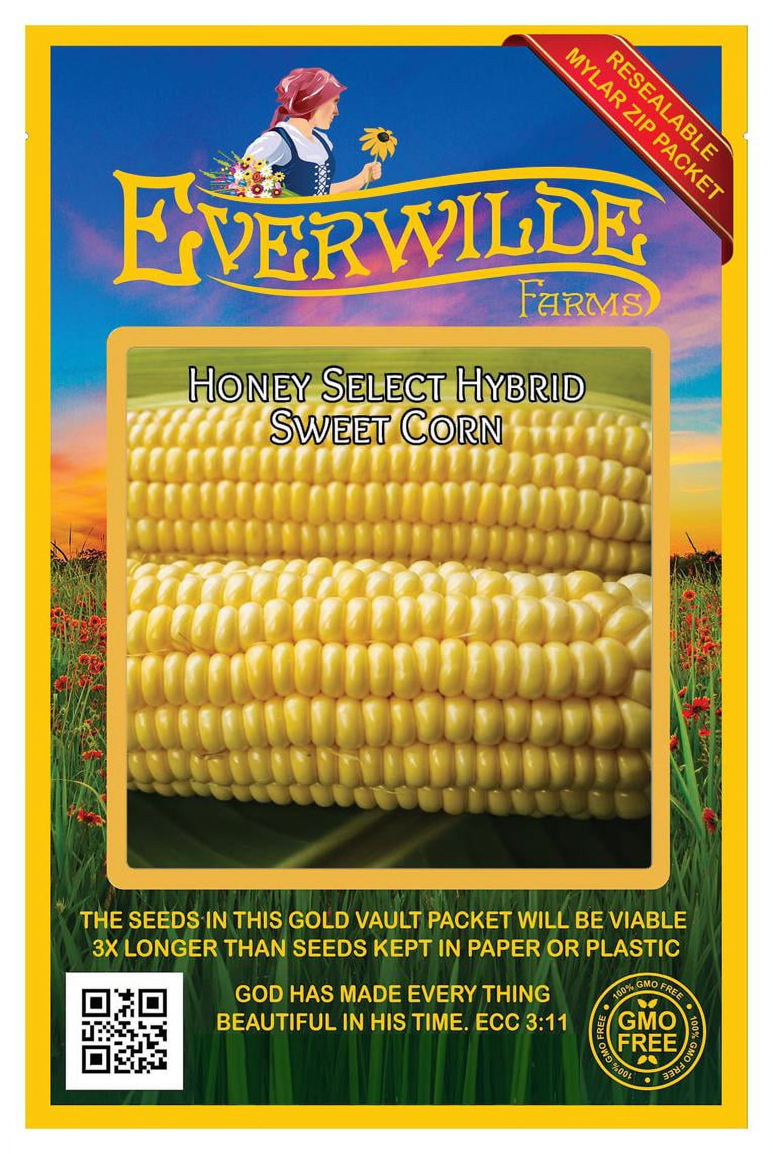 Everwilde Farms 50 Honey Select F1 Hybrid Yellow Sweet Corn Plant Seeds ...