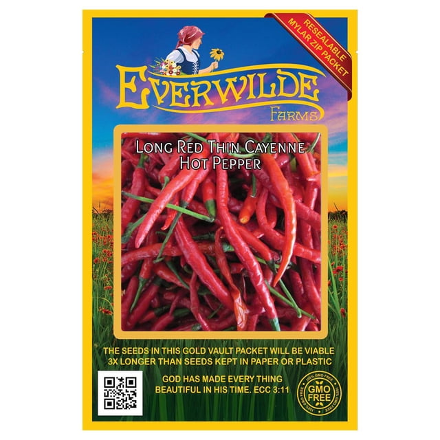 Everwilde Farms - 50 Long Red Thin Cayenne Hot Pepper Seeds - Gold ...
