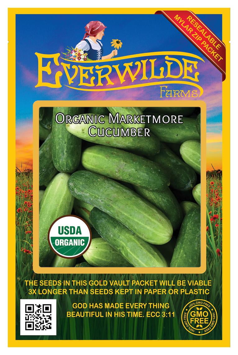 Everwilde Farms - 50 Organic Marketmore Cucumber Seeds - Gold Vault Jumbo Bulk Seed Packet ...