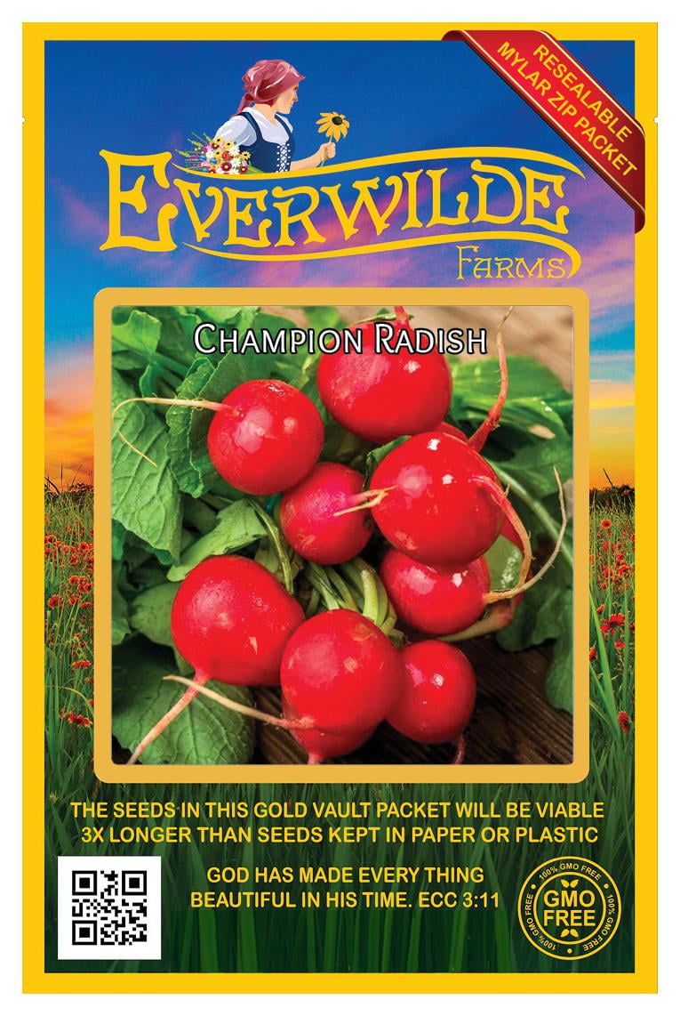 Everwilde Farms - 500 Champion Radish Seeds - Gold Vault Jumbo Bulk ...