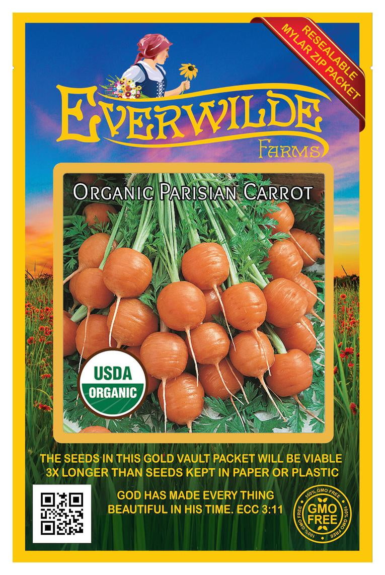 Everwilde Farms - 500 Organic Parisian Carrot Seeds - Gold Vault Jumbo ...