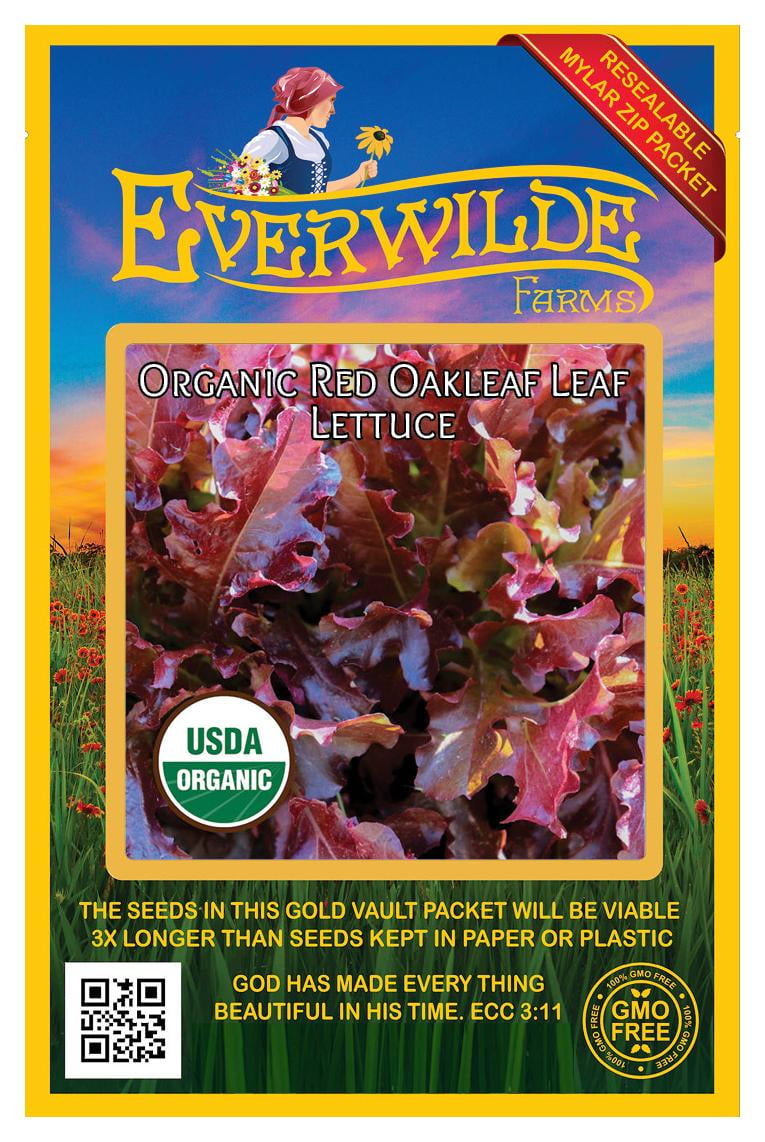 Everwilde Farms - 500 Organic Red Oakleaf Leaf Lettuce Seeds - Gold ...