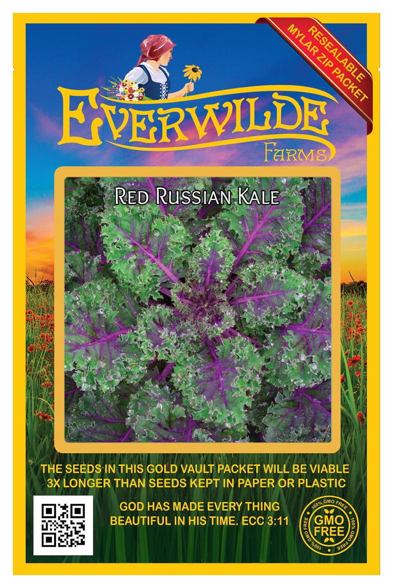 Everwilde Farms - Red Russian Leafy Kale Seeds, 500 Count - Gold Vault ...