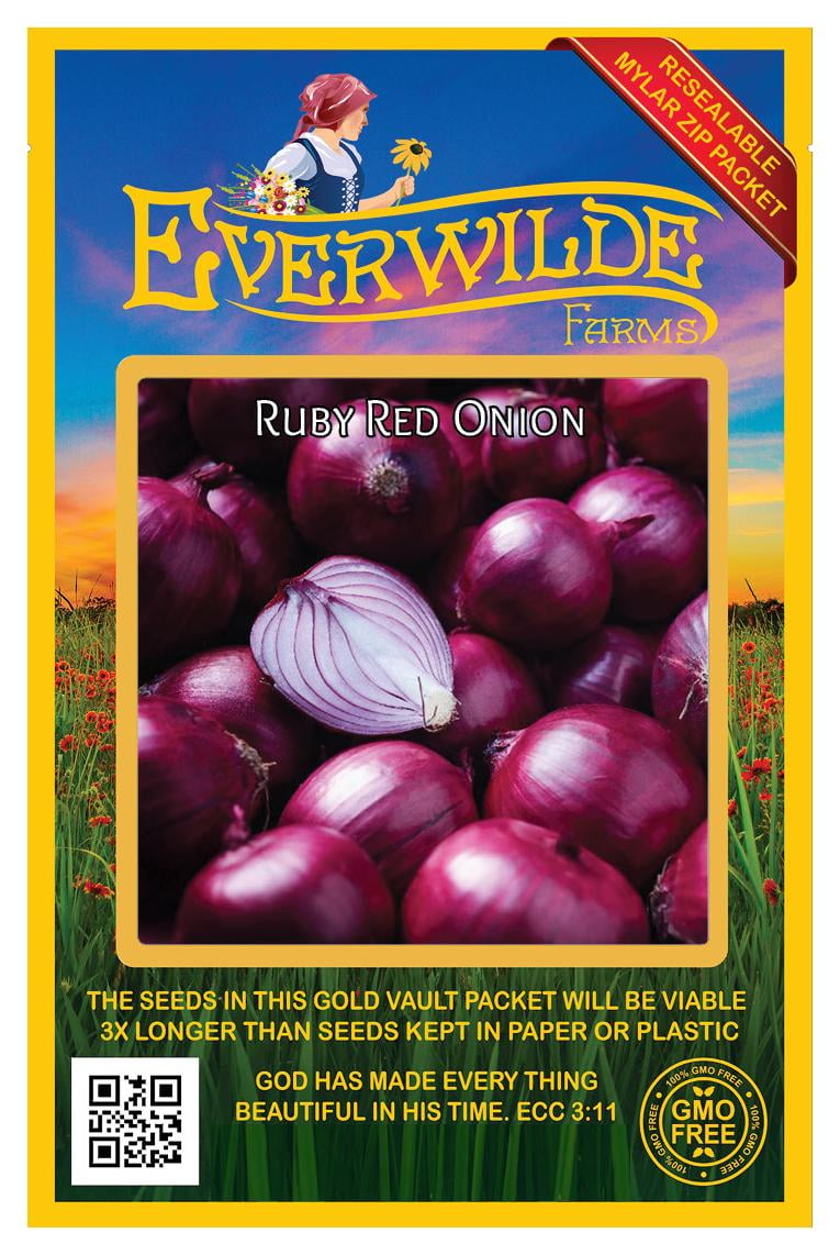 Everwilde Farms 500 Ruby Red Onion Plant Seeds, Open Pollinated ...