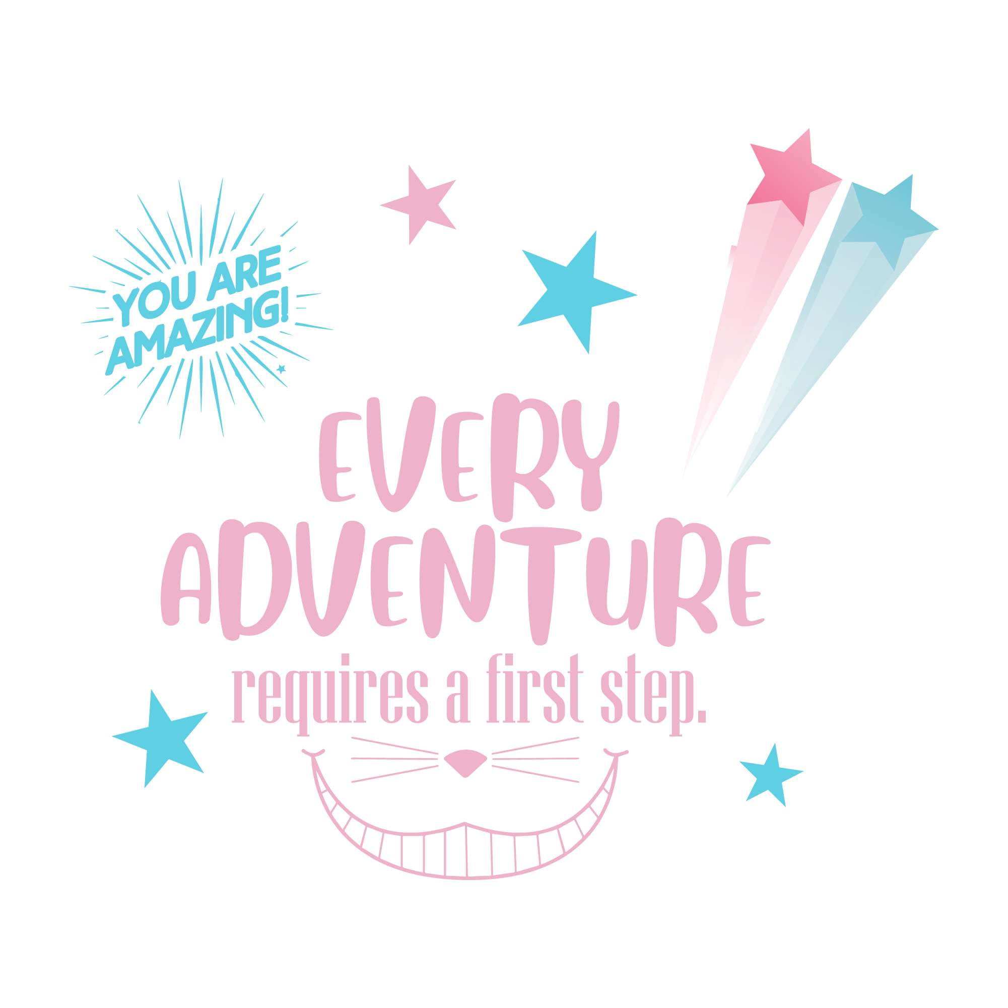 Every Adventure Requires First Step Cheshire Cat Quote Colorful ...