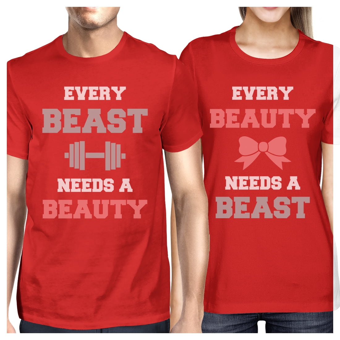 Every Beast Beauty Matching Couple Gift Shirts Red Cute Anniversary ...