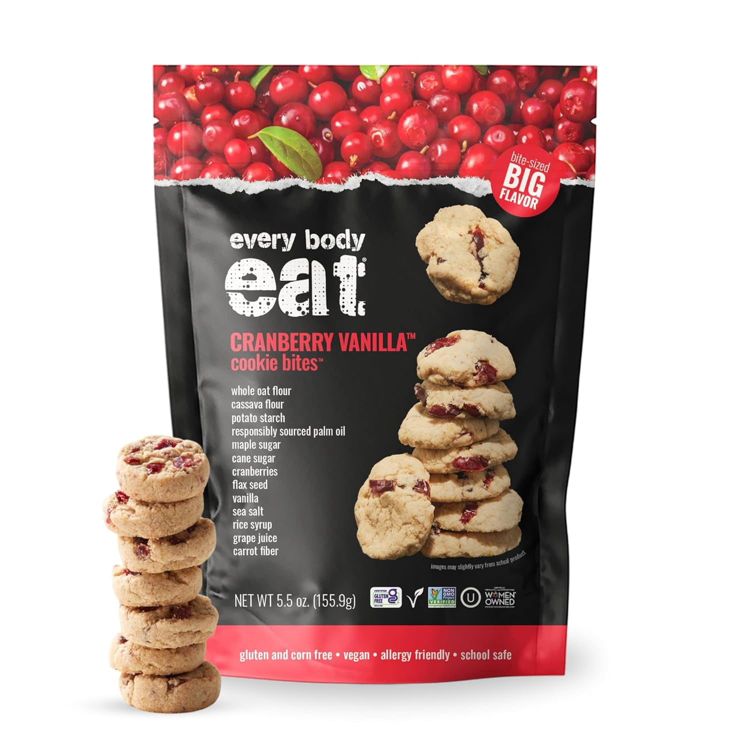 Every Body Eat Crunchy Cookie Bites, Cranberry Vanilla, Gluten & Dairy ...