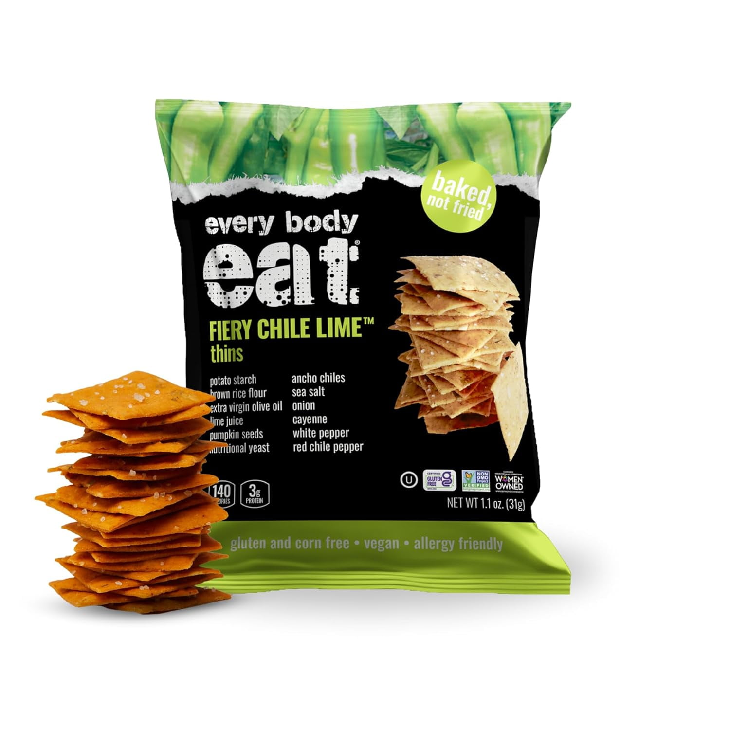 Every Body Eat Snack Thins, Fiery Chile Lime, Gluten & Dairy Free ...