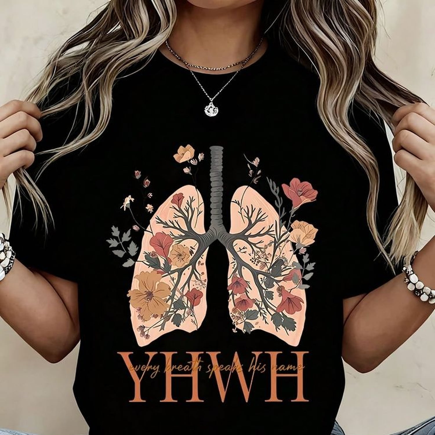 Every Breath SpeakS1 His Name YHWH Floral Lungs Design CH1Ristian Faith ...
