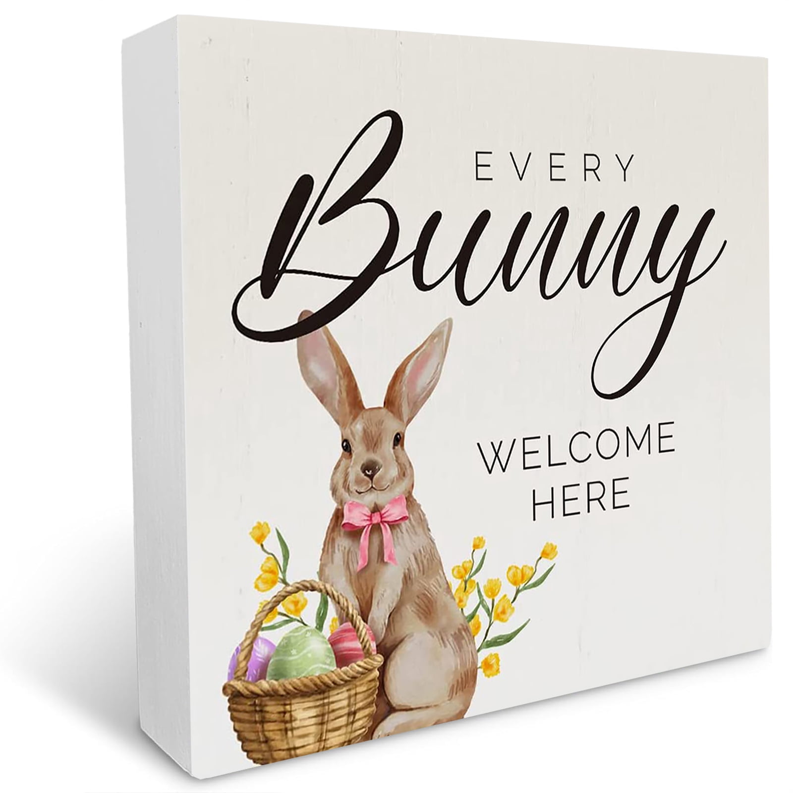 Every Bunny Welcome Here Wood Box Sign Rustic Wooden Box Sign Easter ...
