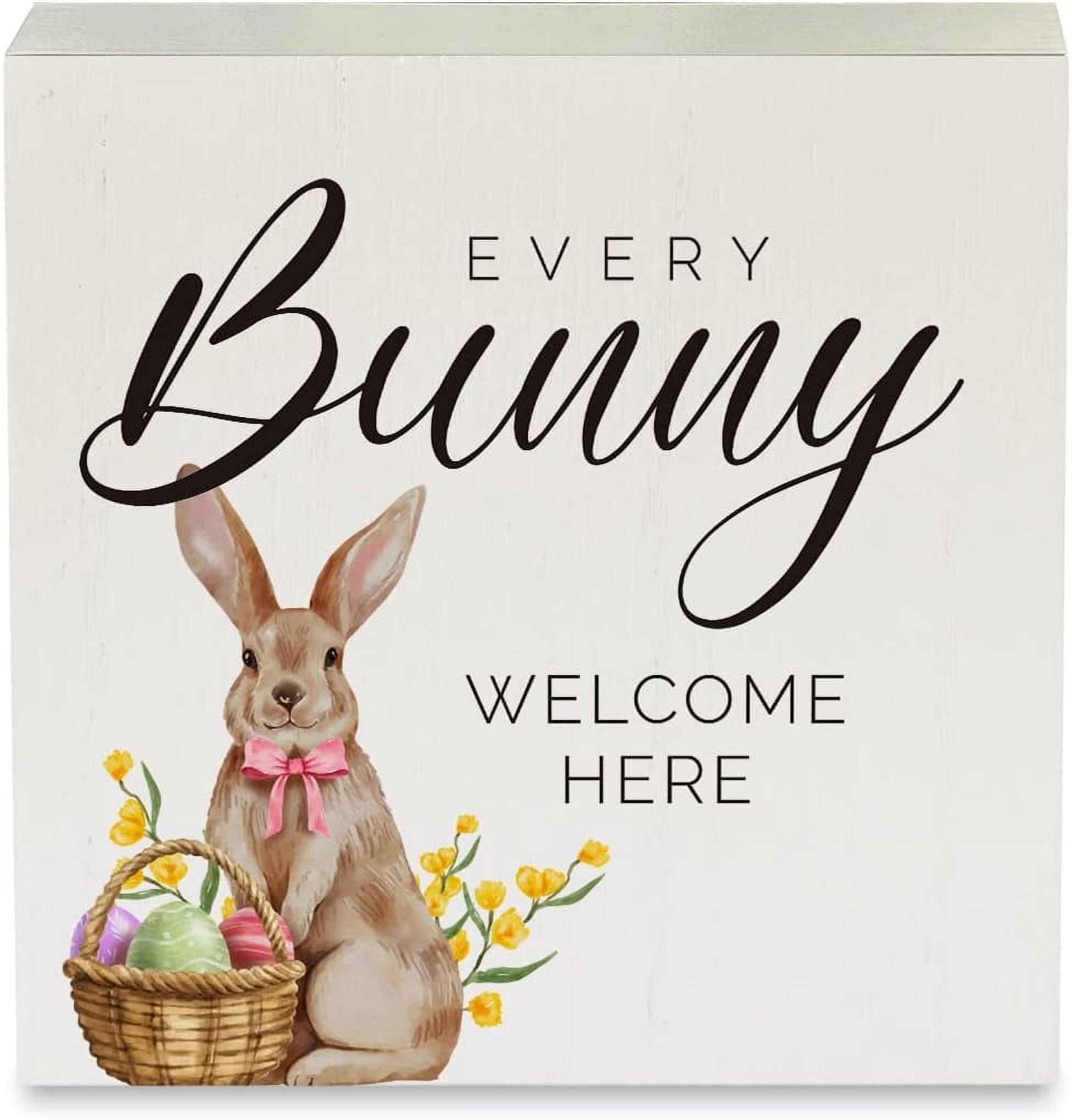 Every Bunny Welcome Here Wood Box Sign Rustic Wooden Box Sign Easter ...