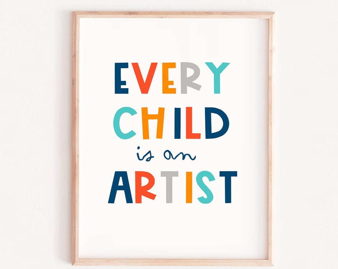 Every Child Is An Artist, Playroom Print, Pablo Picasso Quotes, Nursery ...