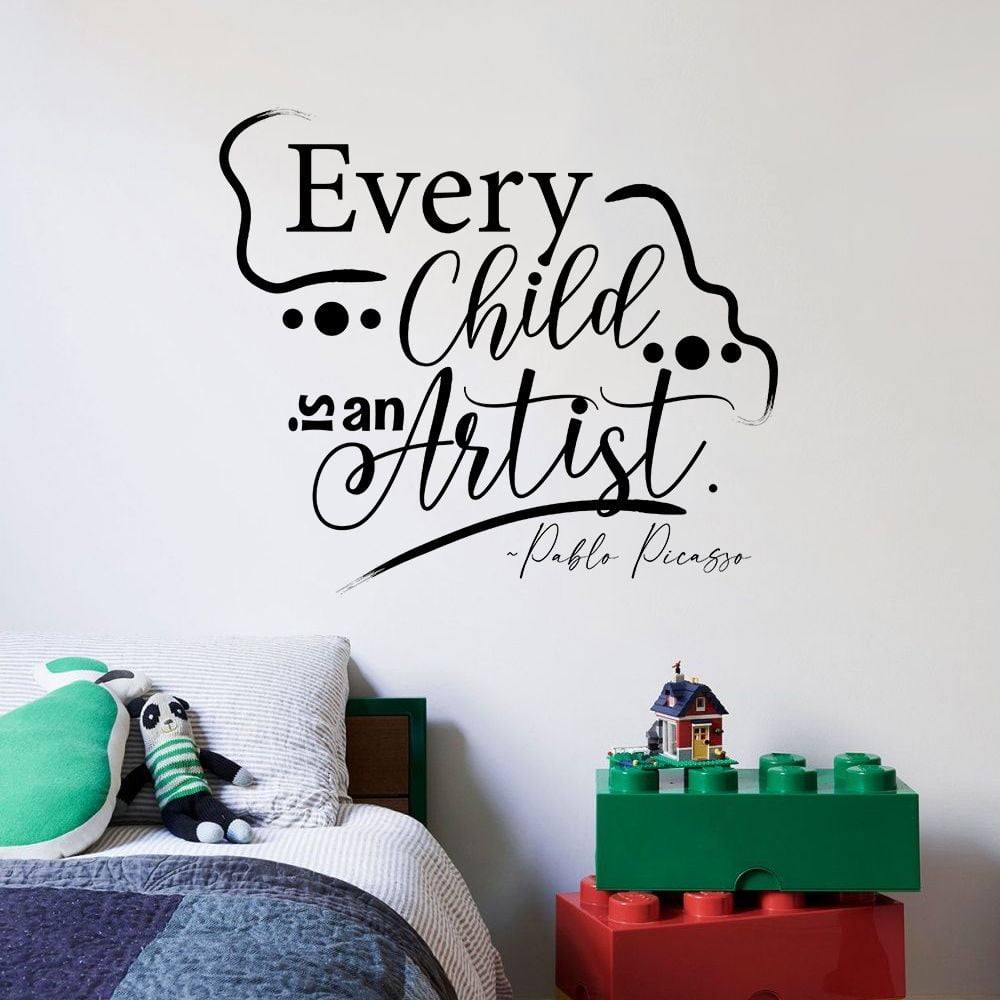 Every Child Is An Artist - Pablo Picasso Quote Vinyl Wall Art Wall ...