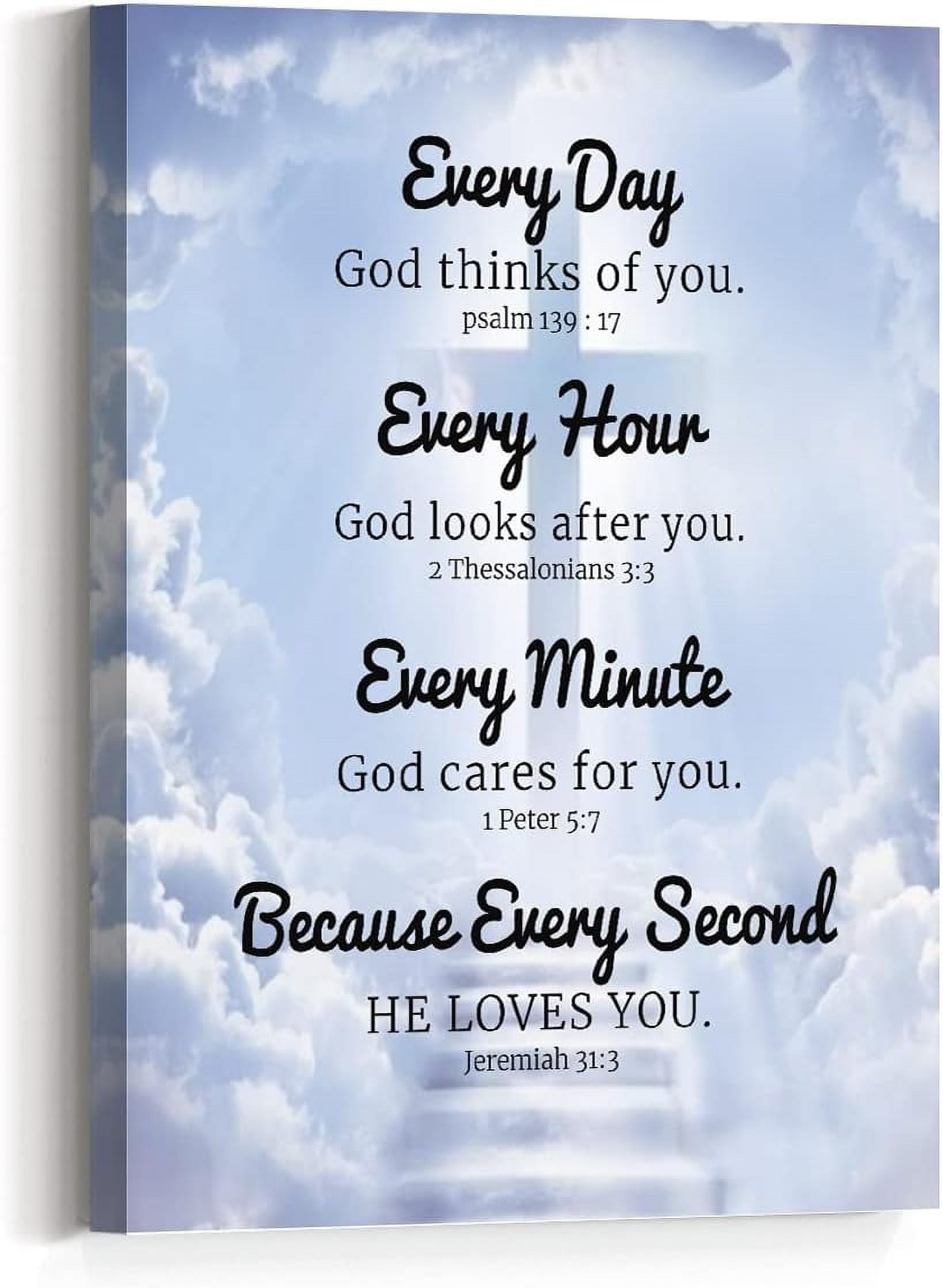 Every Day God Bless You Bible Verses Wall Art Canvas, Psalms Scripture ...