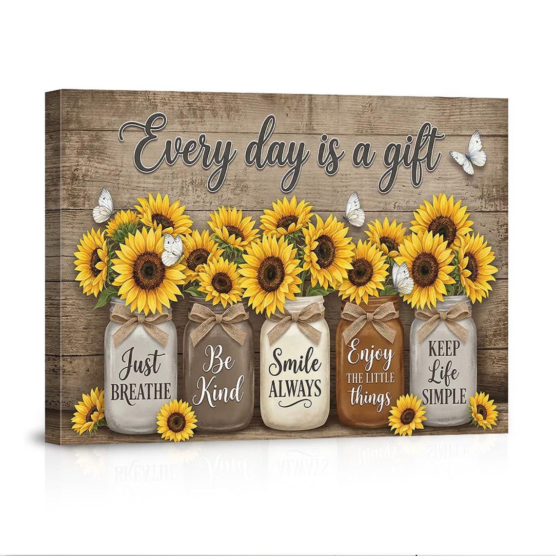 Every Day Is A Farmhouse Sunflower Jar Rustic Inspirational Quotes ...