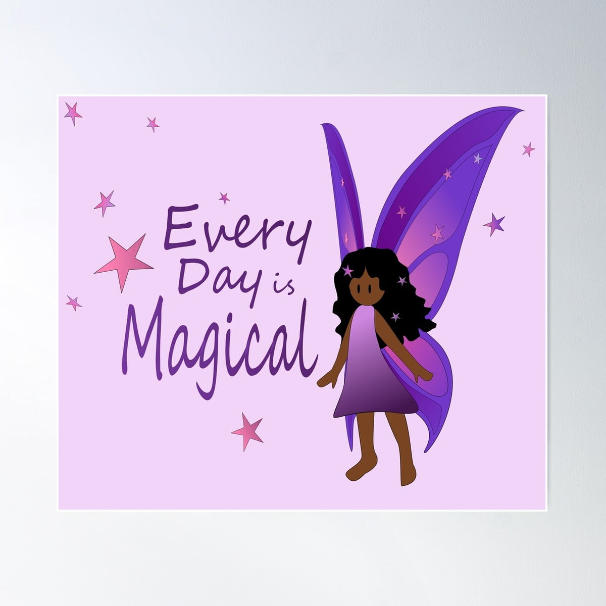 Every Day Is Magical Fairy (Black, Long Curly Hair) Poster Wall Art ...