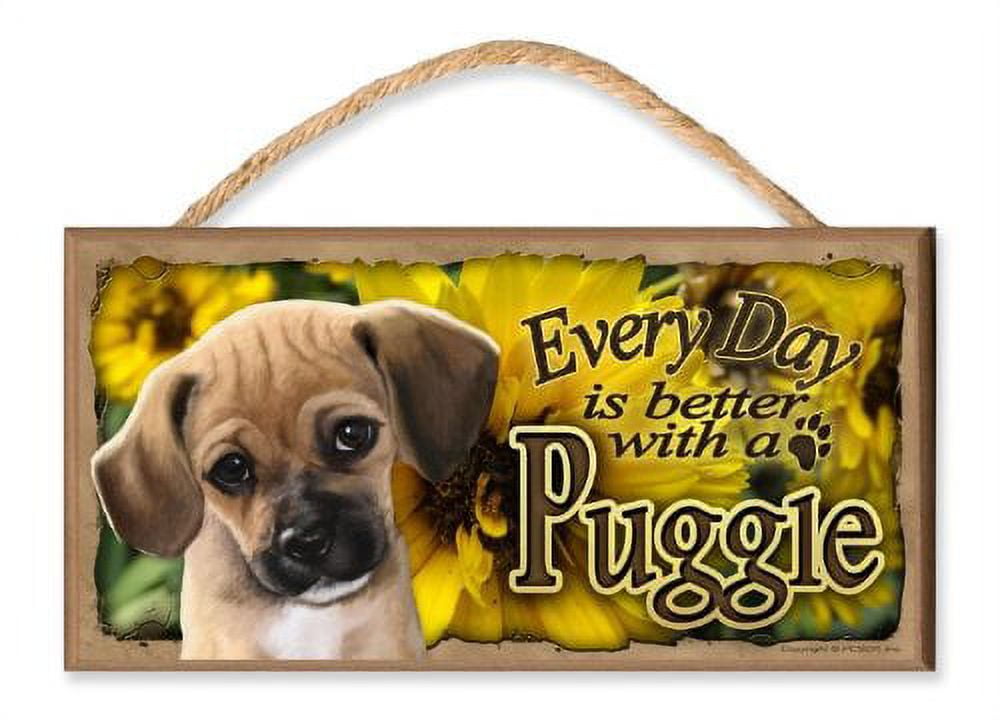 Every Day is Better With A Puggle "Flower Theme" Wooden Sign / Plaque ...