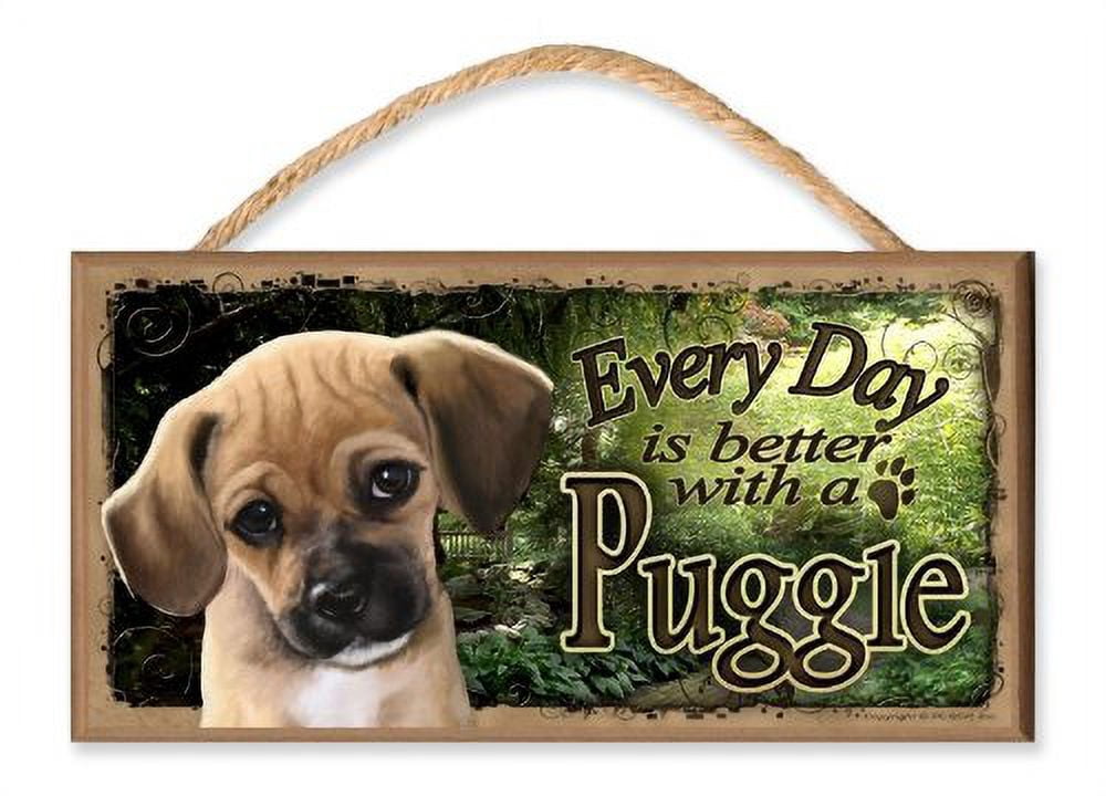 Every Day is Better With A Puggle (garden scene) Wooden Sign / Plaque ...