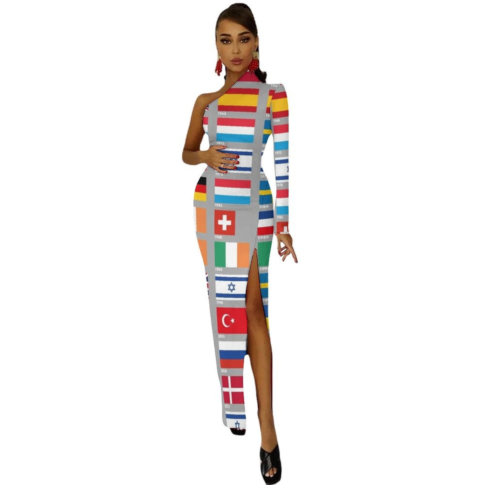 Every Eurovision Song Contest Winner"s Flag Half Dleeve Split Dress ...