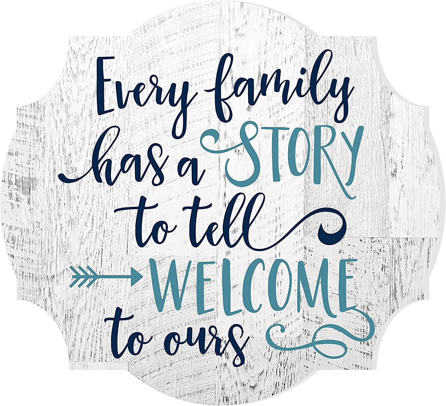 Every Family Has A Story To Tell Welcome To Ours Scalloped Wall Sign ...