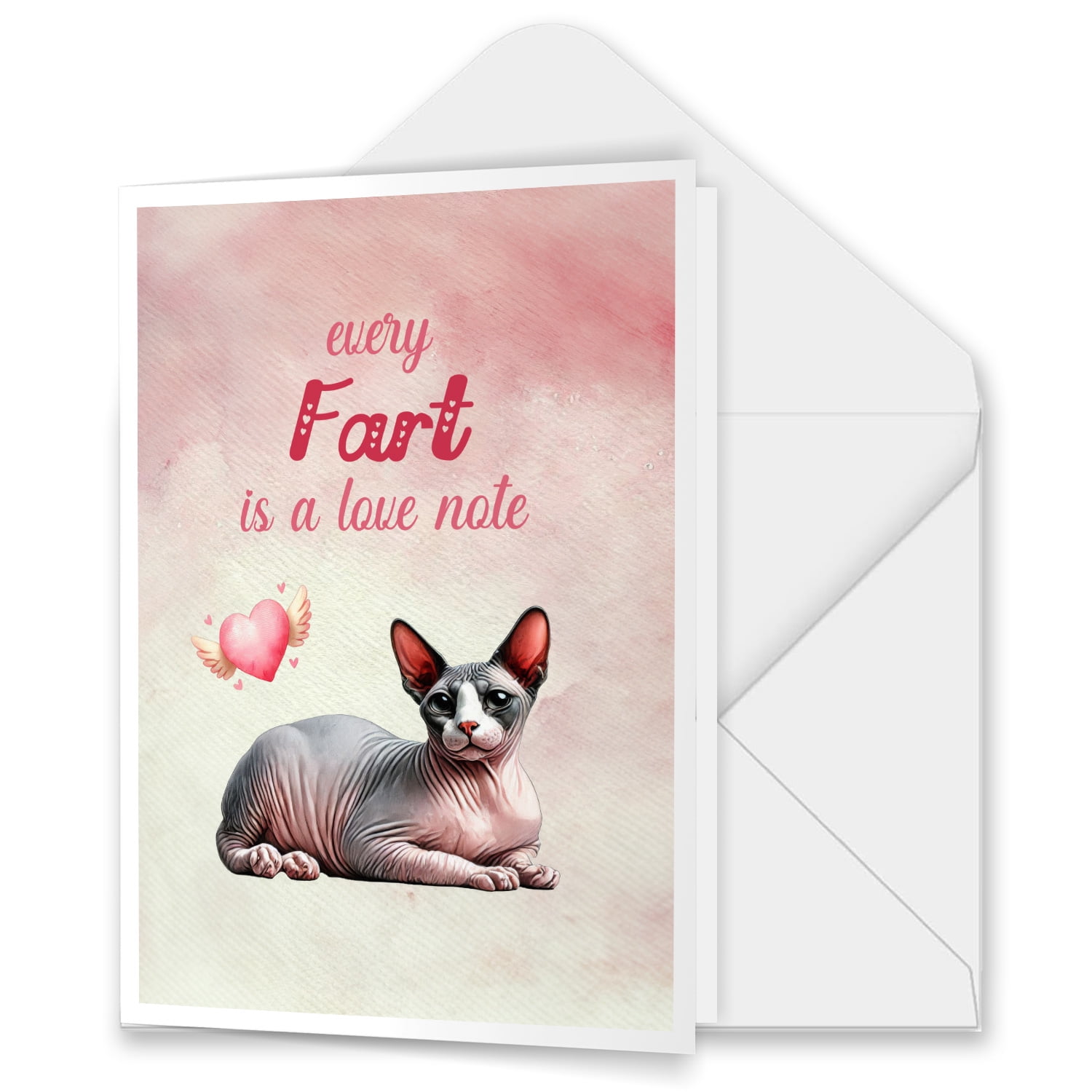 Every Fart is Love Note Sphynx Guilty Face Happy Valentine's 5x7in ...