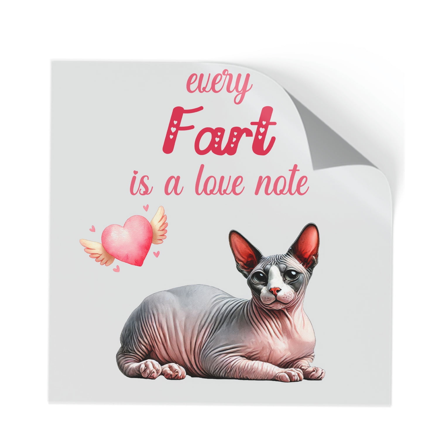 Every Fart is Love Note Sphynx Guilty Face Happy Valentine's Cutout ...