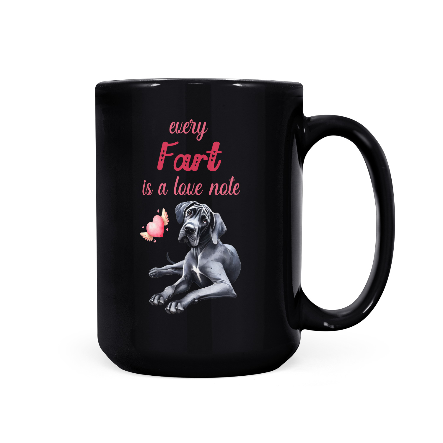 Every Fart is Love Note Great Dane Guilty Face Happy Valentine's Mug ...