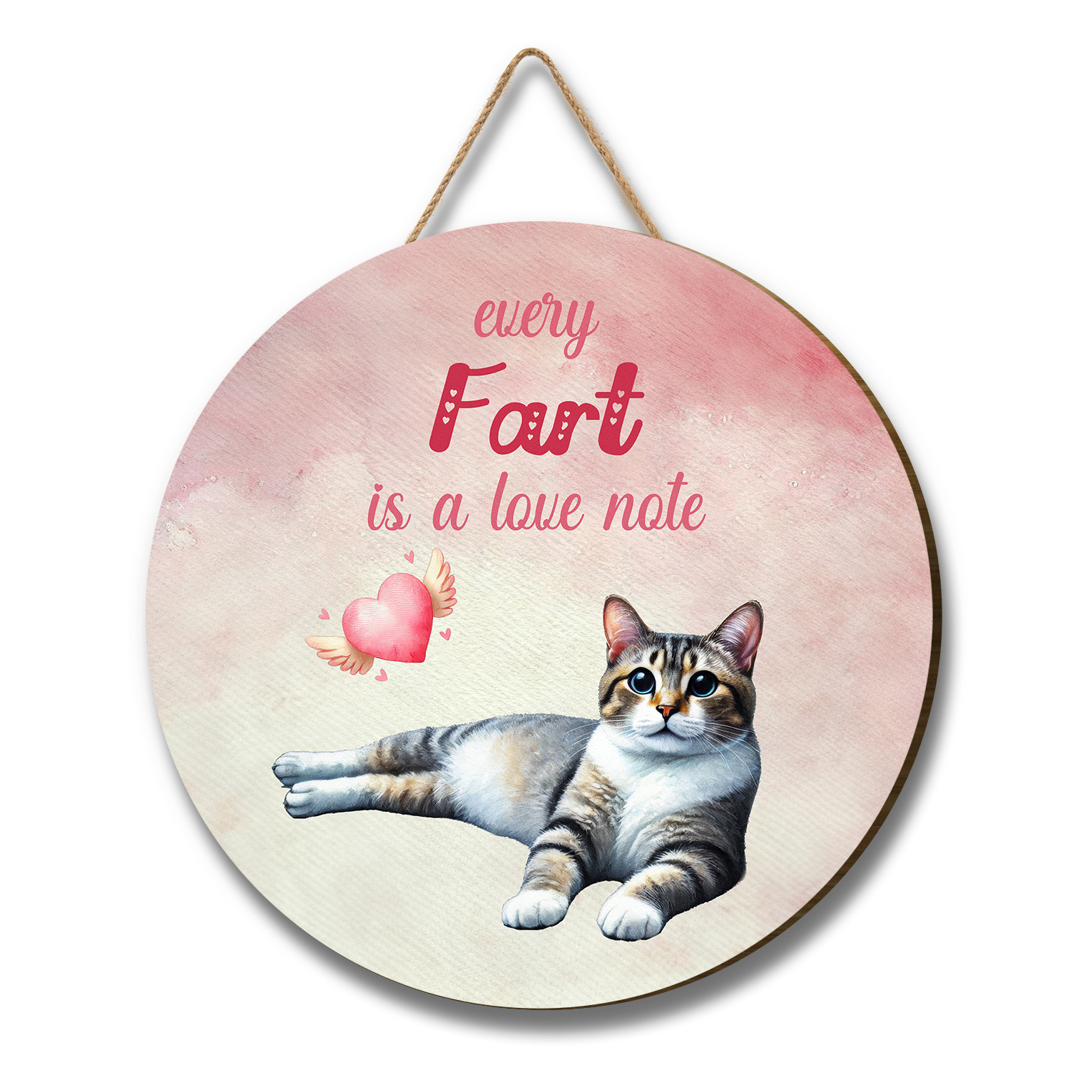 Every Fart is Love Note Manx Guilty Face Happy Valentine's Round Wood ...