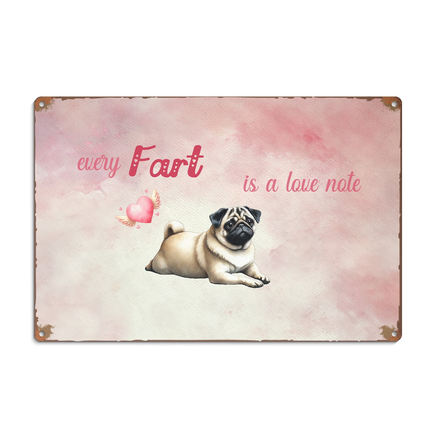 Every Fart is Love Note Pug Guilty Face Happy Valentine's Horizontal ...