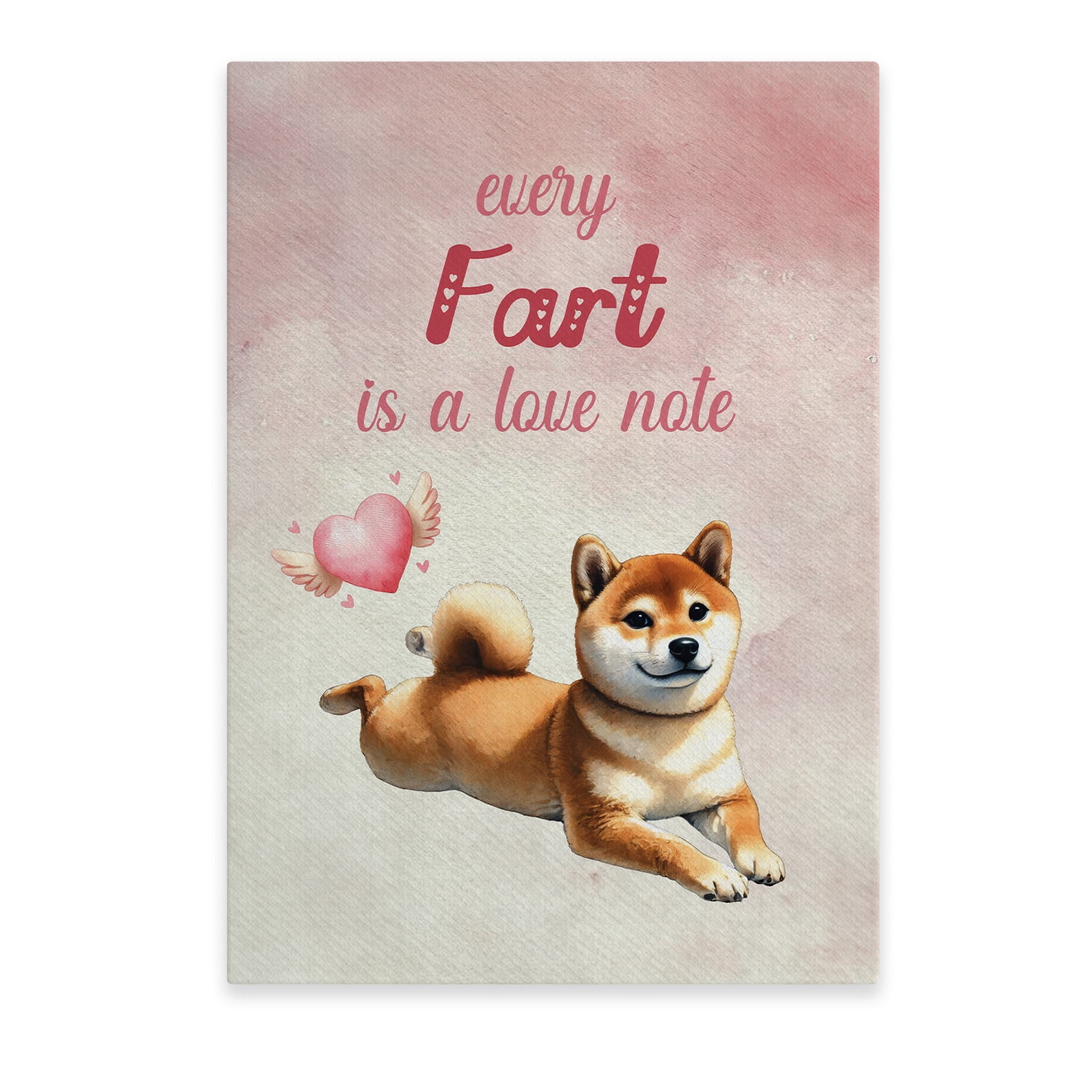 Every Fart is Love Note Shiba Inu Guilty Face Happy Valentine's Vertical Matte Canvas Poster ...