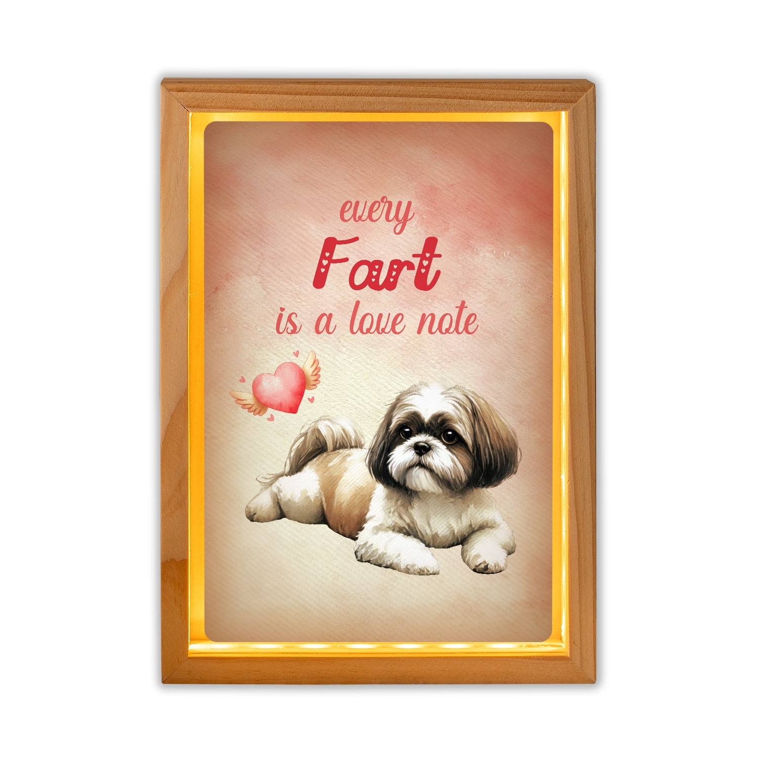 Every Fart is Love Note Shih Tzu Guilty Face Happy Valentine's Acrylic Plaque with Wood Photo ...