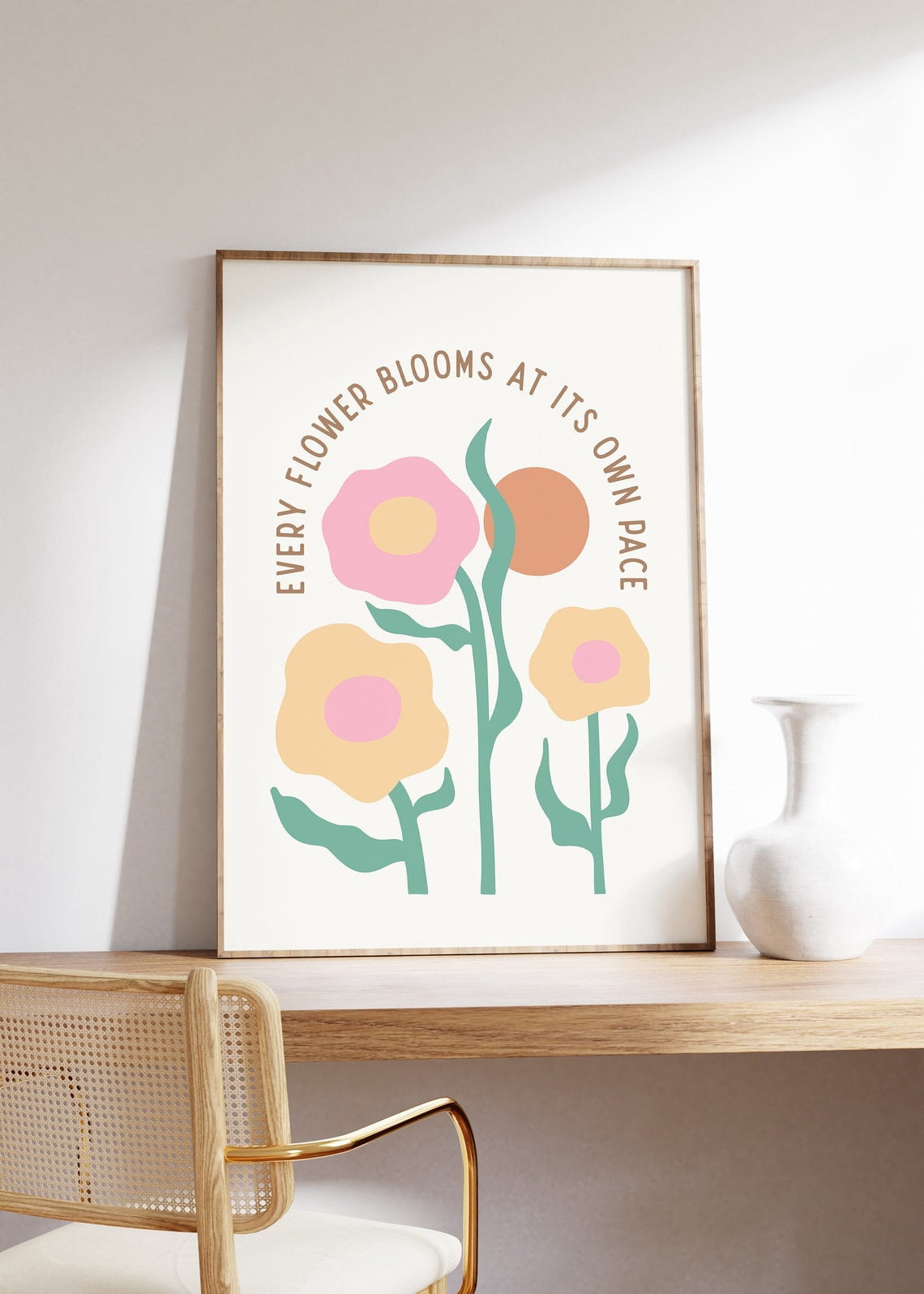 Every Flower Blooms At Its Own Pace Poster, Positive Quote Poster ...