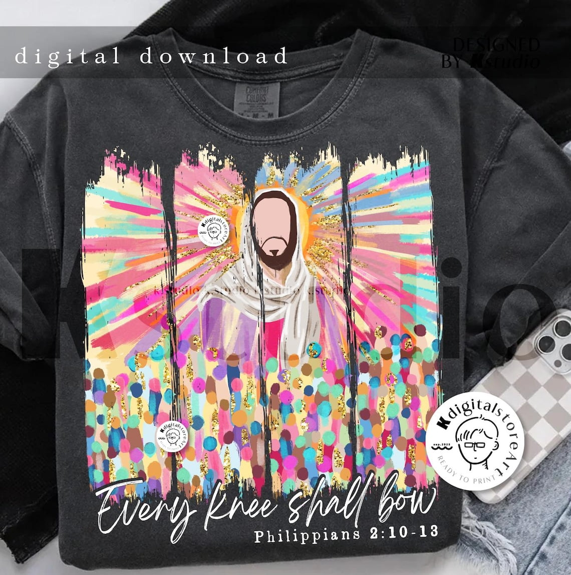 Every Knee Shall Bow Shirt, Easter God Jesus Shirt, Bible Design, Jesus ...