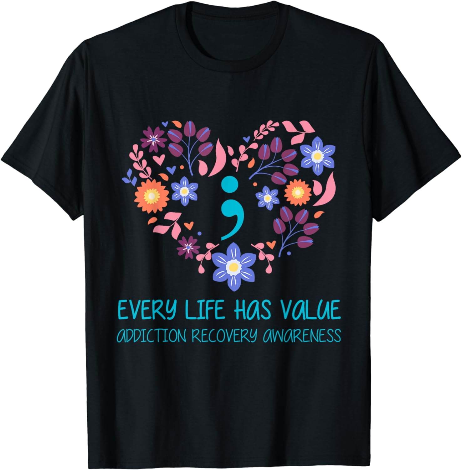 Every Life Has Value Semicolon Addiction Recovery Awareness - Walmart.com