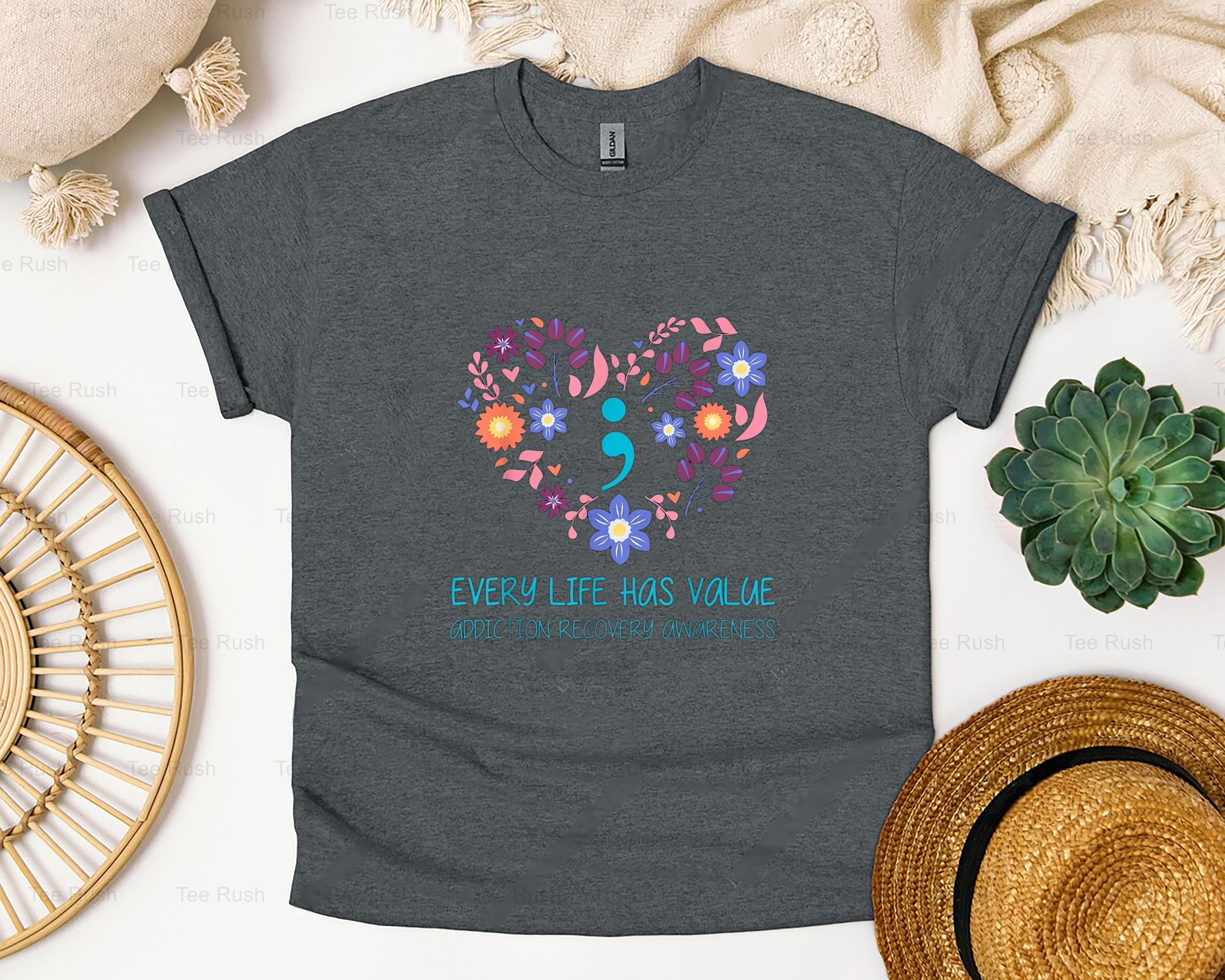 Every Life Value Semicolon Funny Addiction Recovery Awareness Support,T ...