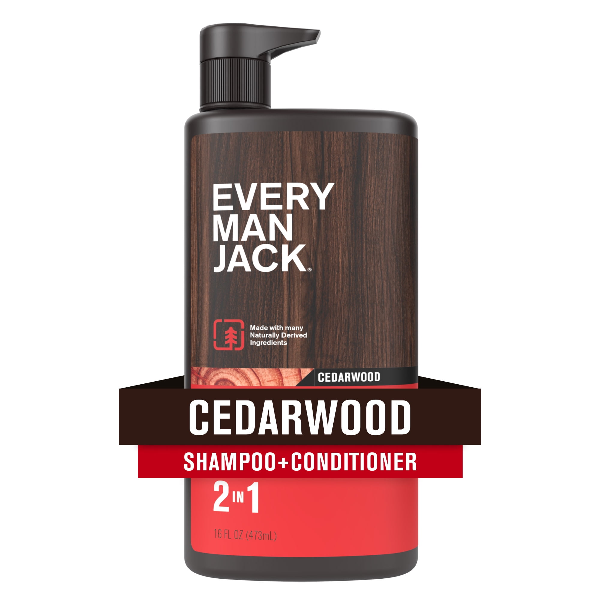 Every Man Jack Cedarwood 2-in-1 Shampoo & Conditioner for Men, 16 oz ...