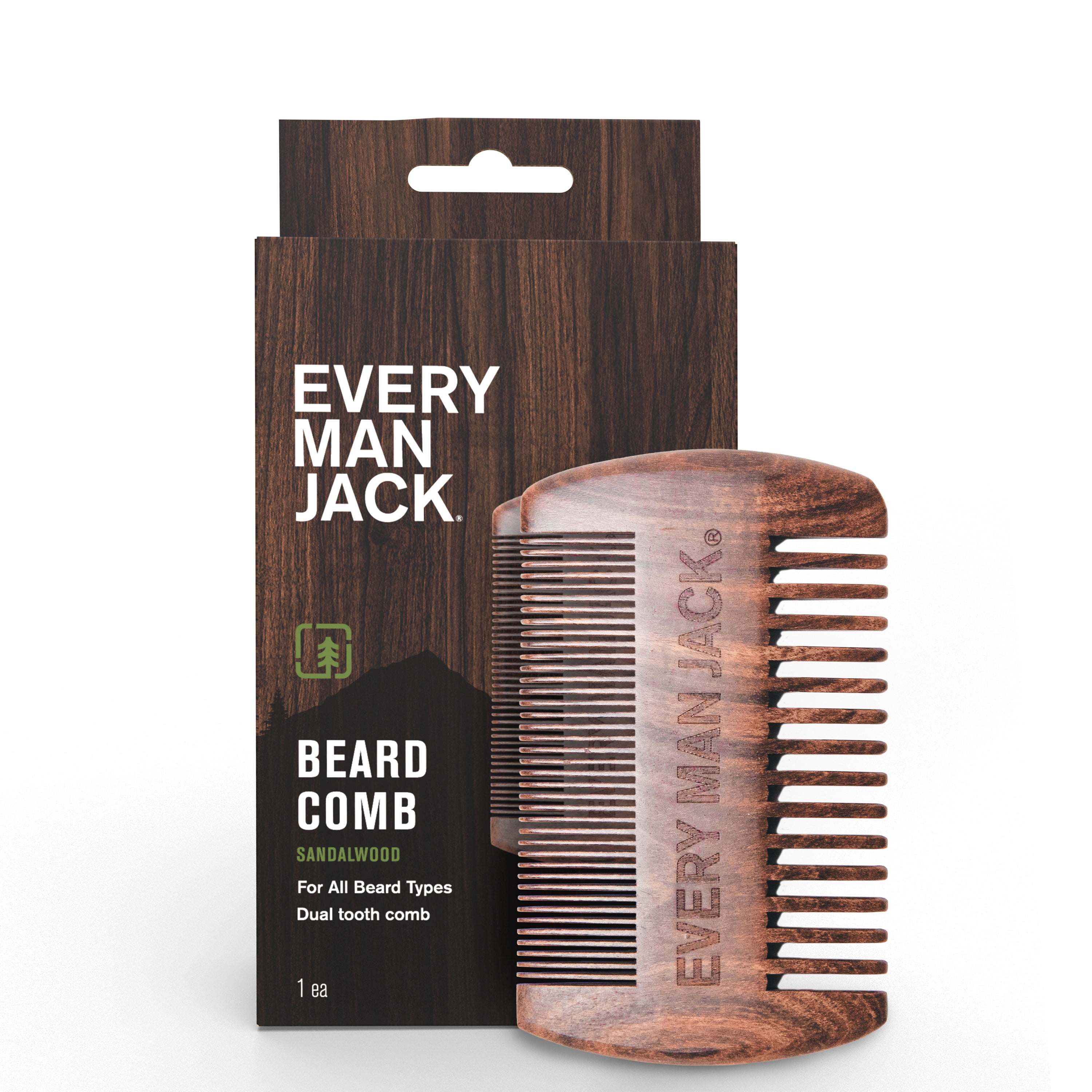 Every Man Jack Dual Tooth Beard Comb - Made from Sandalwood - Walmart.com