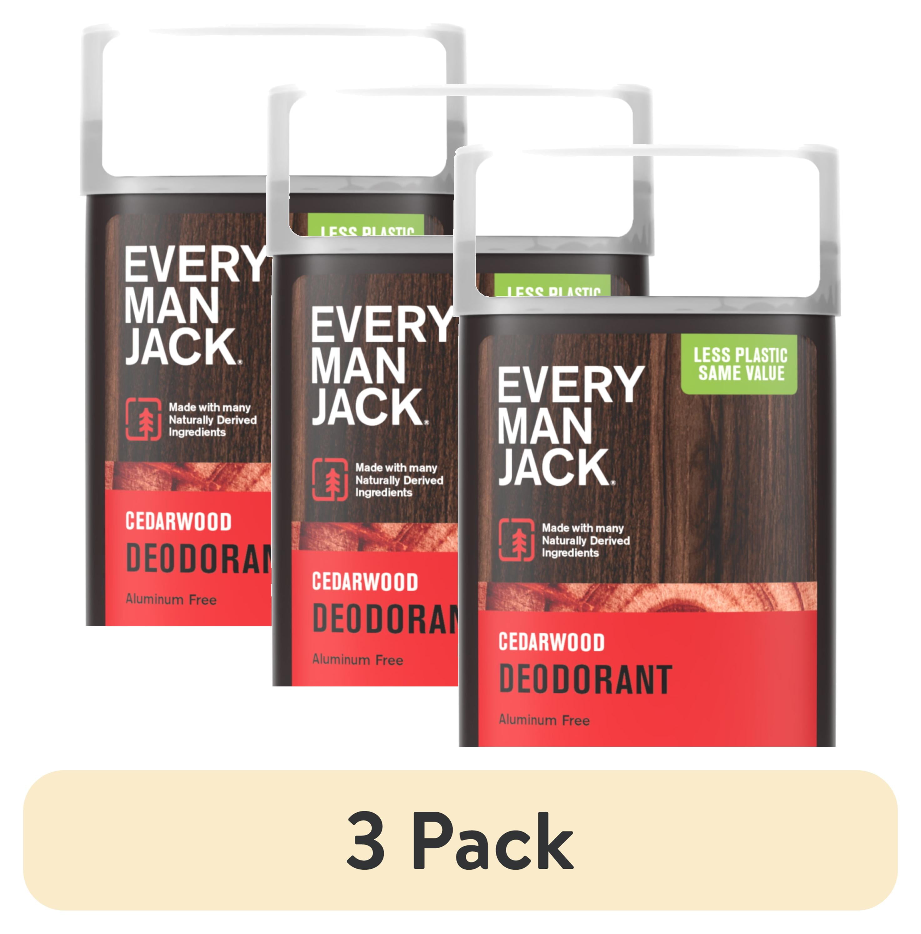 (3 pack) Every Man Jack Men's Aluminum Free Natural Deodorant for Long ...