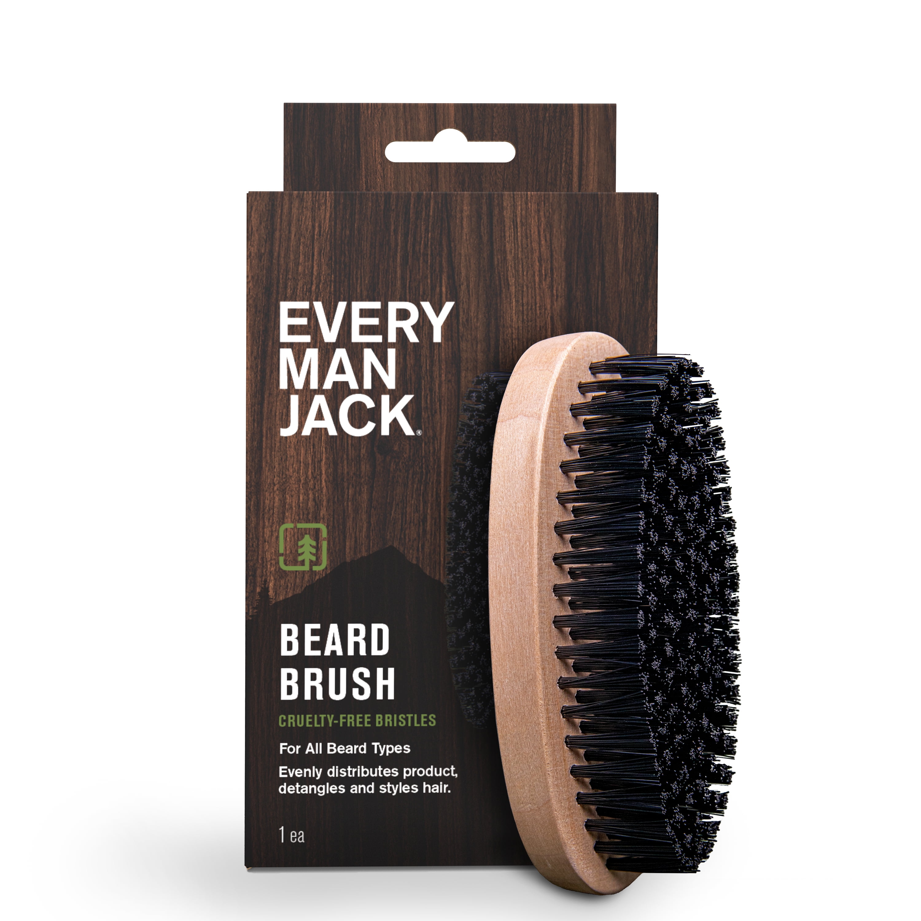 Every Man Jack Men's Beard Brush with Cruelty-Free Vegan Bristles ...