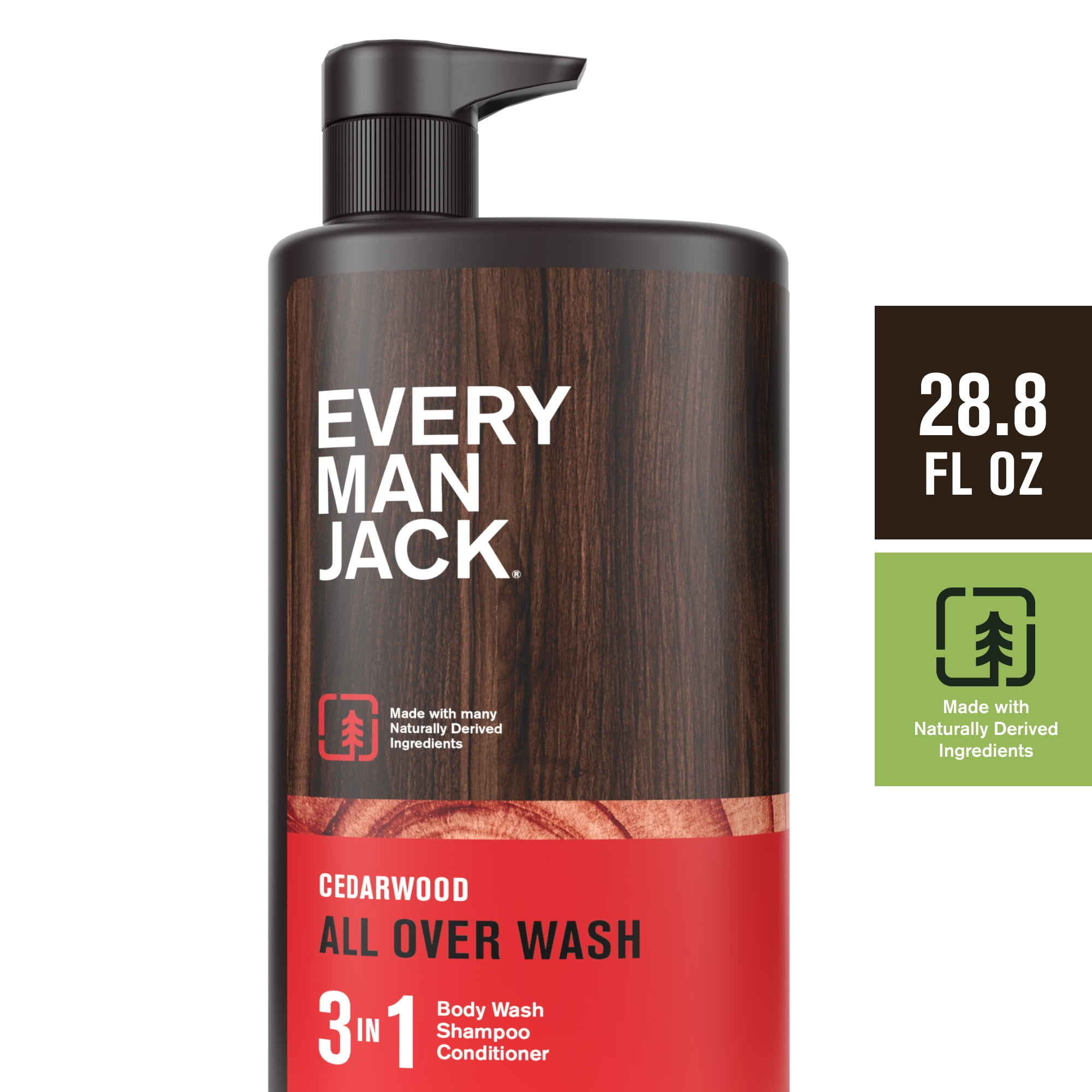 Every Man Jack Men's Hydrating 3 in 1 Body Wash, Shampoo, and ...