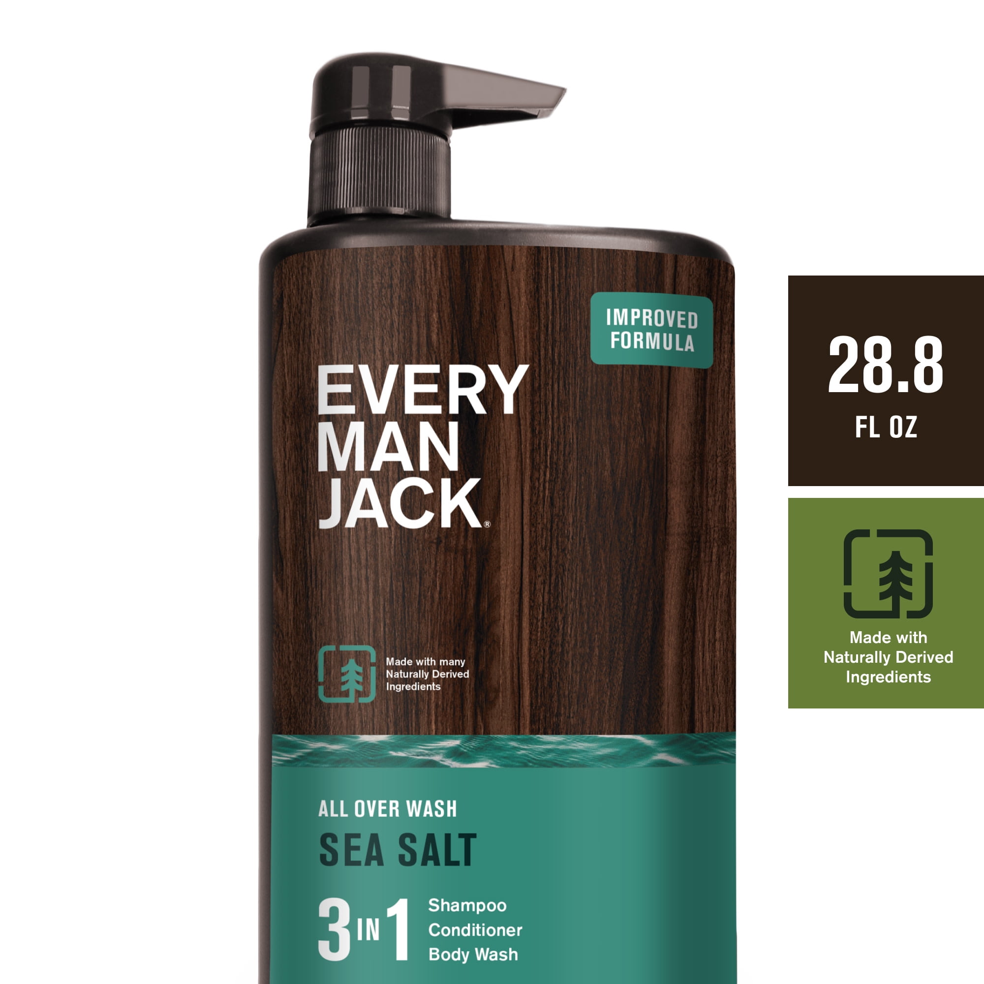 Every Man Jack Men's Hydrating 3 in 1 Body Wash, Shampoo, and ...